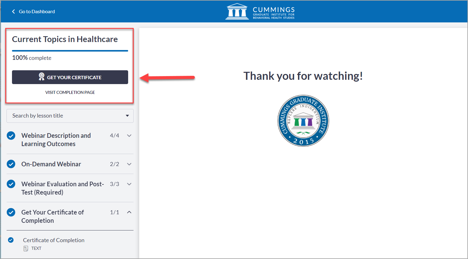 How can I access my certificate from Thinkific? – Cummings Graduate ...